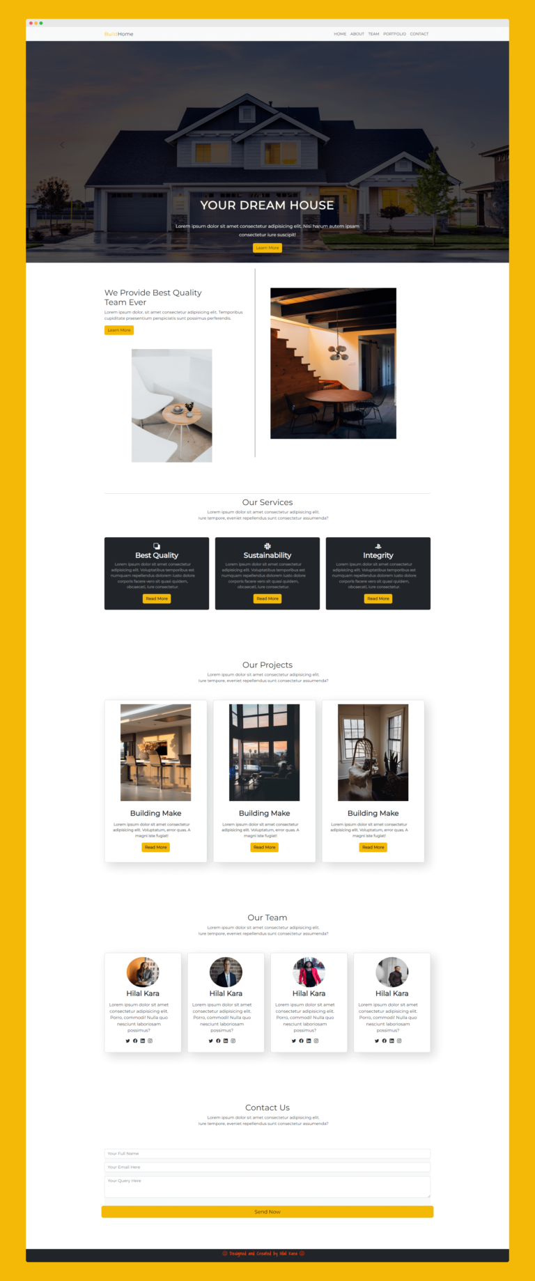 One-Page Modern a Construction Company Website - Hilal Kara